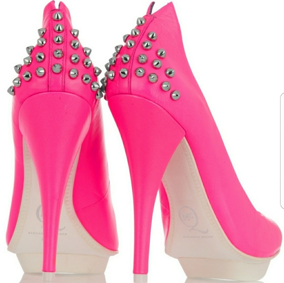 Alexander McQueen | Shoes | Alexander Mcqueen Studded Neon Pink Pumps ...